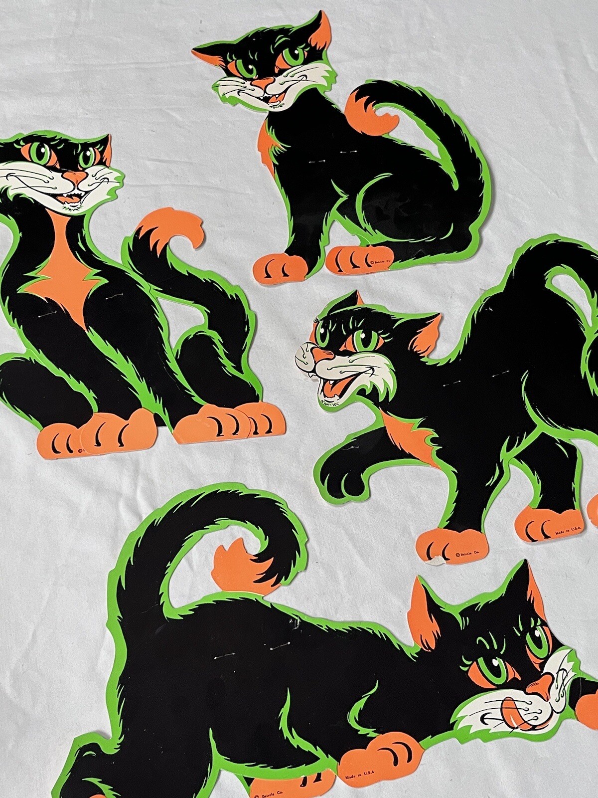 4 Original Vintage 1950's Cutout Black Cat Halloween Decor TableTop USA ...