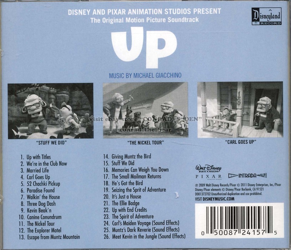 Michael Giacchino "UP" Disney/Pixar film score Intrada CD out of print ...