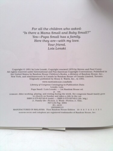 Papa Small (1st Ed) by Lenski, Lois 9780375827495 | eBay