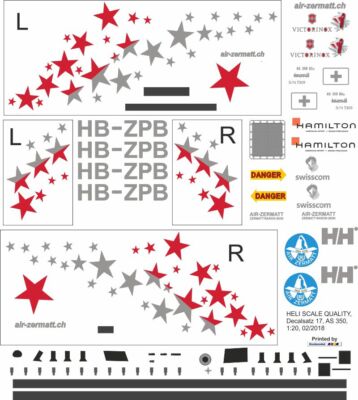 Decal 17 H125 / AS 350 Ecureuil Air-Zermatt HB-ZPB | eBay