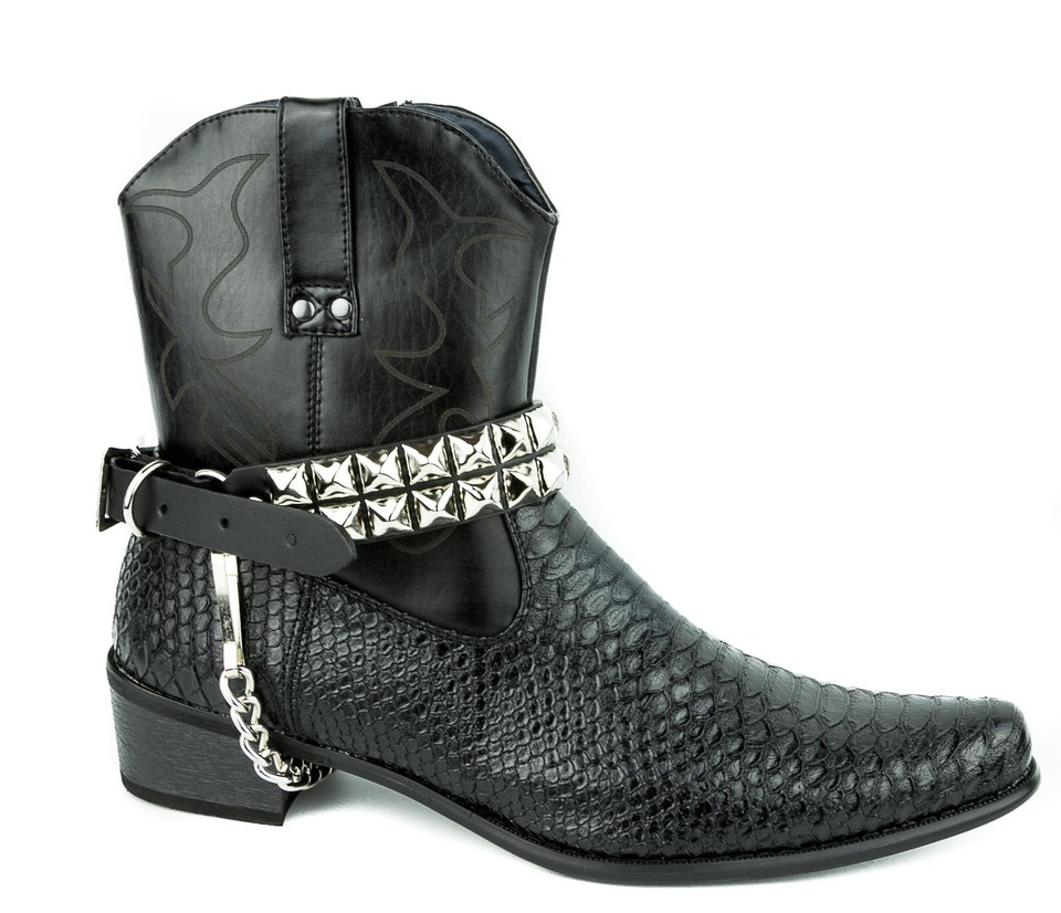 Genuine Leather Double Pyramid Stud Terminator Bootstrap Costume Punk ...