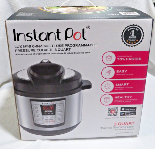 Instant Pot 6-in-1 Programmable Electric Pressure Cooker 3 Qt Lux Mini ...