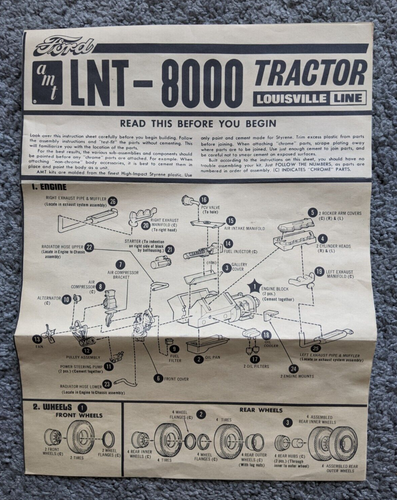 VTG ORIGINAL AMT 1:25 LNT-8000 FORD TRACTOR MODEL KIT T503 INSTRUCTIONS ...