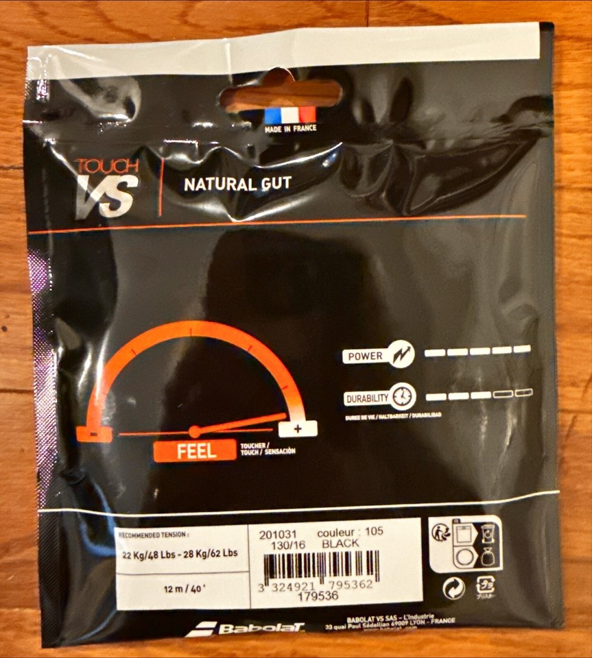 Babolat VS Touch Natural Gut Tennis String - 16 Guage - Black | eBay