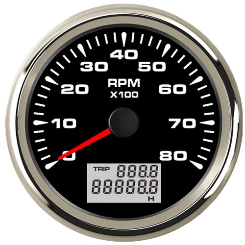 85MM Tachometer 8000RPM with Hour Meter Black for Gas/Diesel Engine 7 ...