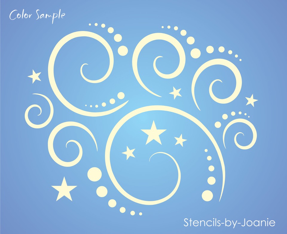 Fancy Swirl STENCIL Curl Dot Stars Cosmic Doodle Card Pillow Furniture ...