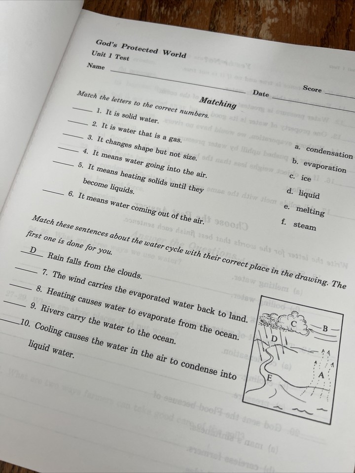 Rod & Staff SCIENCE GRADE 3 Tests God's Protected World | eBay