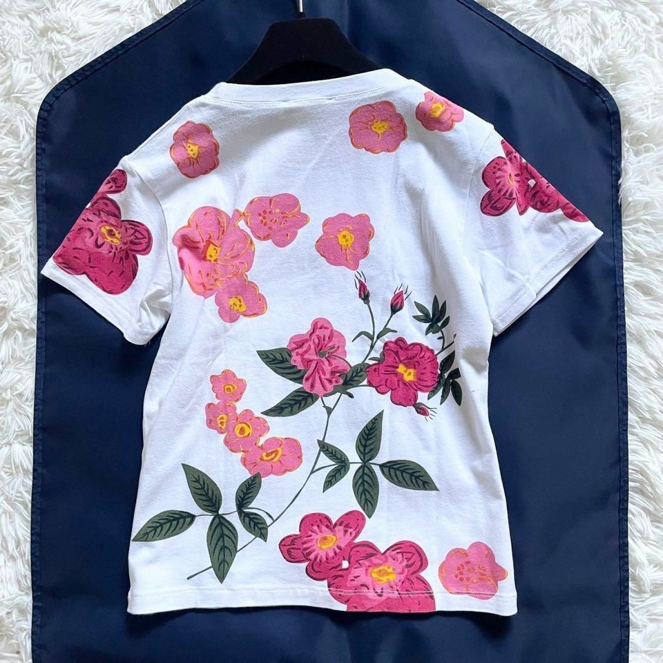 Authentic Dior T-Shirt Galliano period cut sew floral crown M white ...