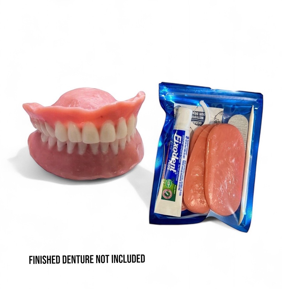 DIY Denture Reline Gum Material 4 Reusable Pink Strips Craft Dentures ...