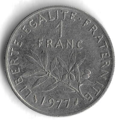 1977 France 1 Franc World Coin - KM# 925.1 | eBay