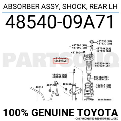 4854009A71 Genuine Toyota ABSORBER ASSY, SHOCK, REAR LH 48540-09A71 | eBay