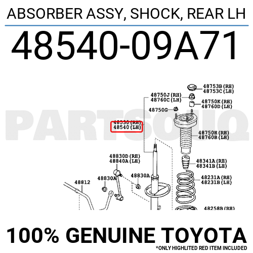 4854009A71 Genuine Toyota ABSORBER ASSY, SHOCK, REAR LH 48540-09A71 | eBay