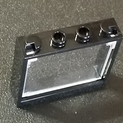 LEGO Window Frame 1x4x3 Black (Part 60594) with Clear Glass (Part 35318 ...