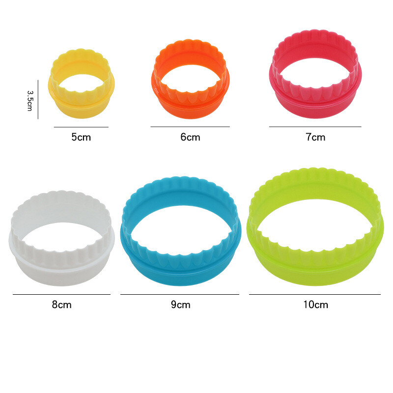 6PC Round Cookie Cutter Set Shapes Random Color Circle Pastry Moulds ...