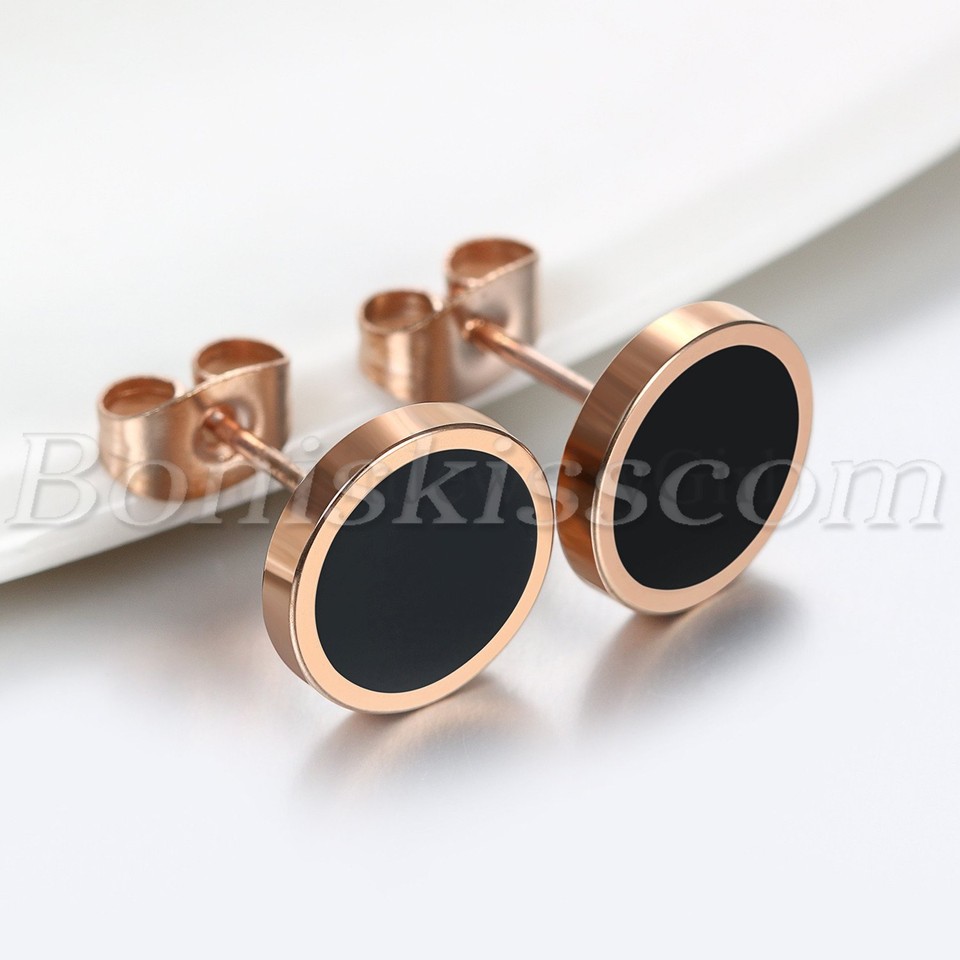 2pcs 10mm Men Women Stainless Steel Round Screw Back Ear Plugs Studs ...