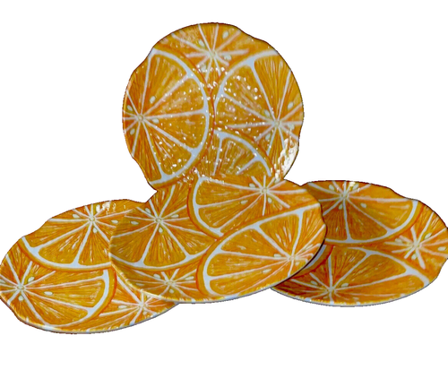 4 Thick, Heavy Melamine 10" Dinner Plates Evolution Sakura Orange ...