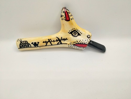 Handmade/Homemade Modern Native Alaskan Story Knife Carved Antler Folk ...