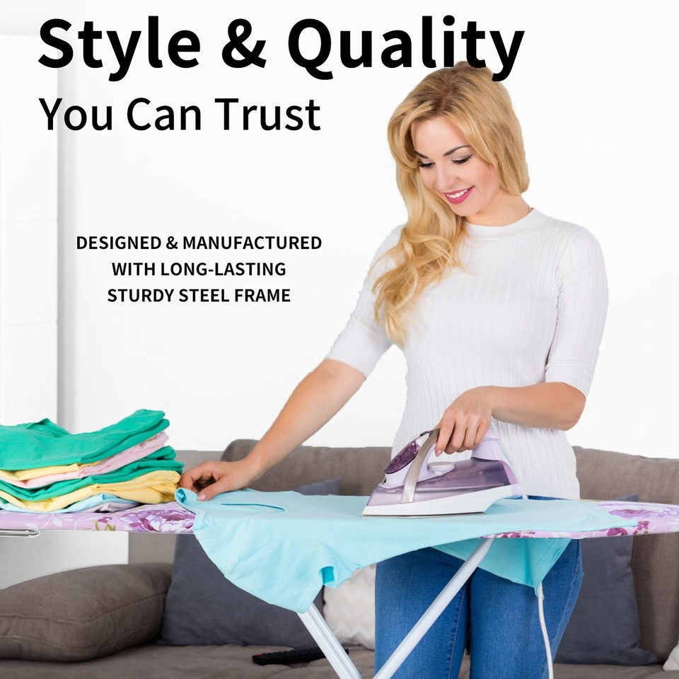 Full Size Folding Ironing Board Metal Frame Adjustable Height+Ironing ...