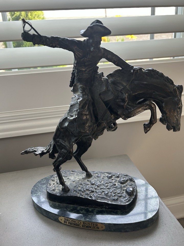 Bronco Buster Bronze Statue Sculpture by "Frederic Remington" -13-1/2 ...