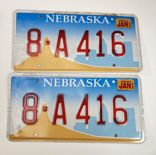 Set of Matching 2002 Nebraska License Plates City Scape Retro Cool ...