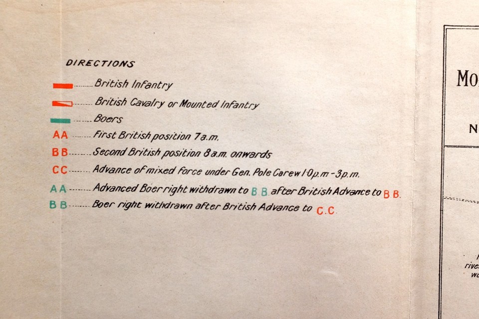 BOER WAR ERA MAP/PLAN MODDER RIVER BATTLE 28 NOV 1899 TROOP POSITIONS ...