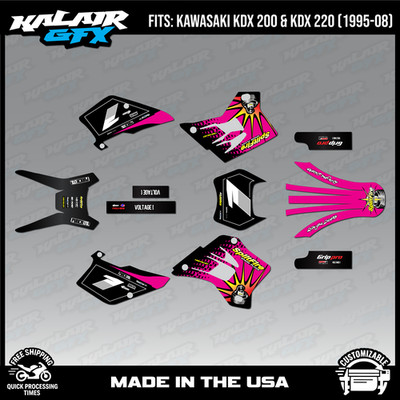 Graphics Kit for KAWASAKI KDX 200 220 (1995-2008) Lancaster - MAGENTA ...