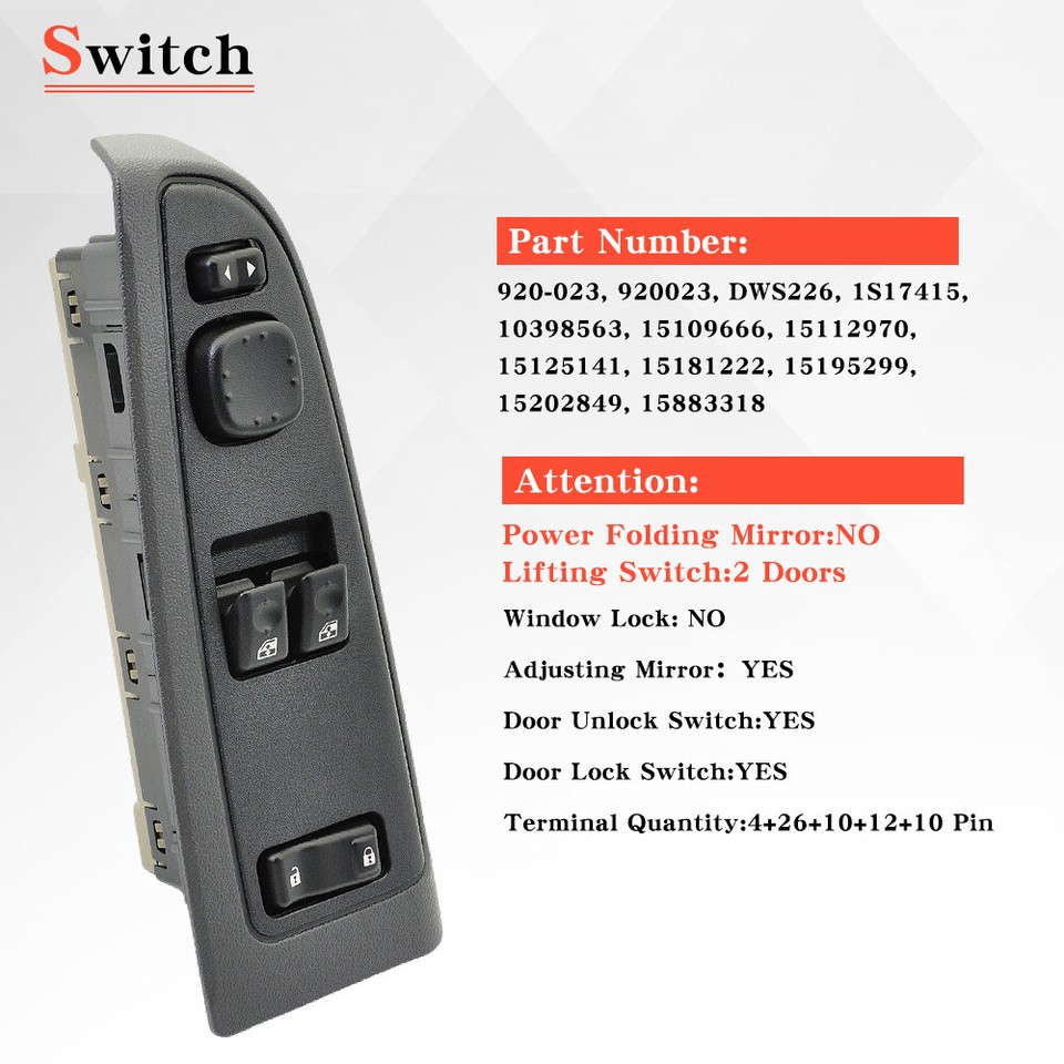 15883318 Driver LF Side Power Window Switch for Chevrolet Silverado GMC ...