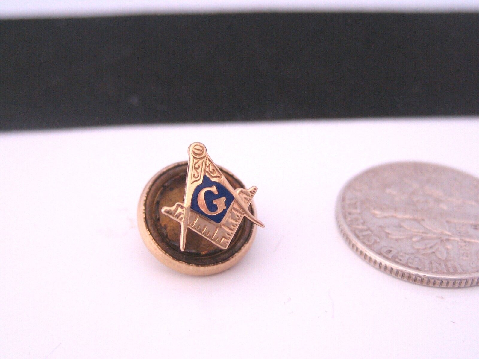 Antique Fraternal Masonic 14K Gold Enamel Masons Squa… - Gem