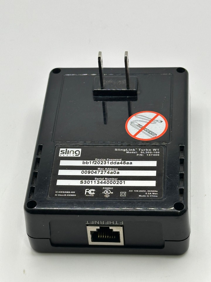 Sling SL-300-100 Homeplug Ethernet SlingLink Turbo W1 Ethernet Over ...