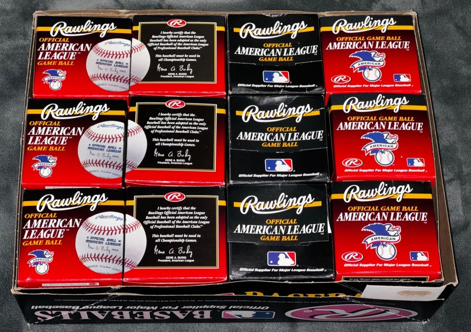 vintage Rawlings American League OAL Budig Original BASEBALL BOX of 12 ...