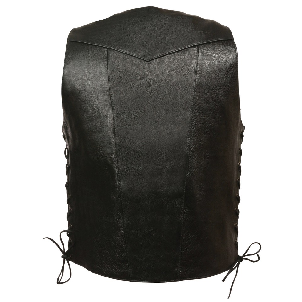 Event Leather Men's Promotional Leather Vest W/ 10 Pockets & Side Laces ...