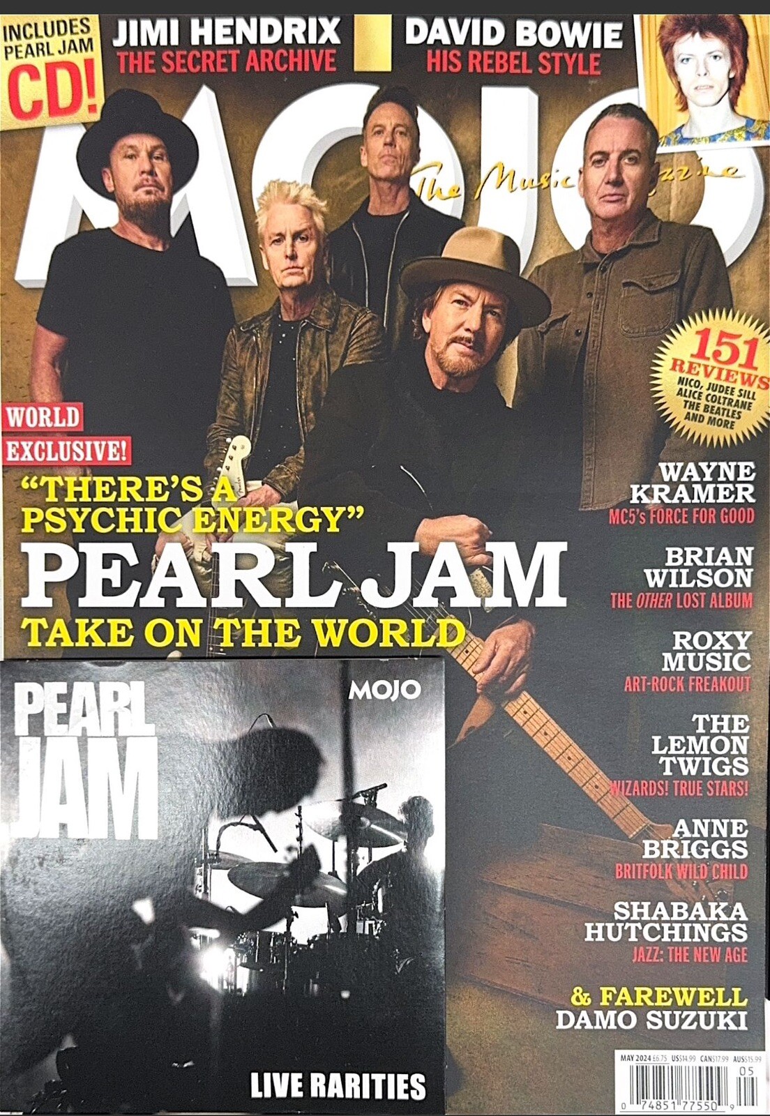 MOJO MAGAZINE-CD “PEARL JAM-LIVE RARITIES”-MAY 2024-PEARL JAM-Brand New ...