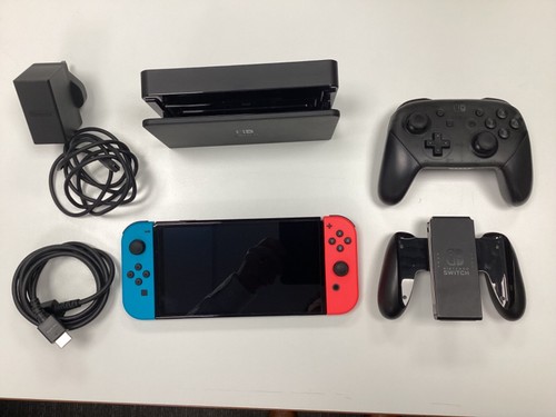 Nintendo Switch OLED Handheld Console 64GB Neon Red/Neon Blue + Pro ...