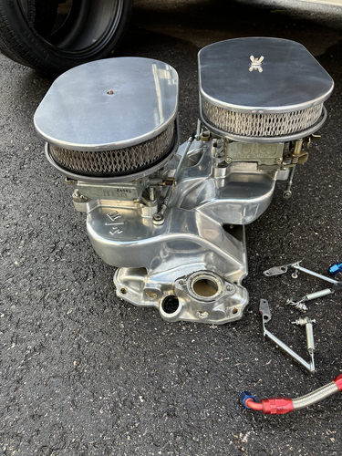 Vintage Mickey Thompson Cross Ram w/ Holley Carburetors Sbc Small Block ...