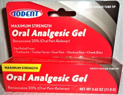 Iodent Oral Analgesic Gel Max Strength Oral Pain Relief Lot of 1 to 6 ...