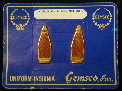 ORDINANCE UNIFORM INSIGNIA RED AND GOLD MILITARY PINS BY GEMSCO, NEW $3 ...