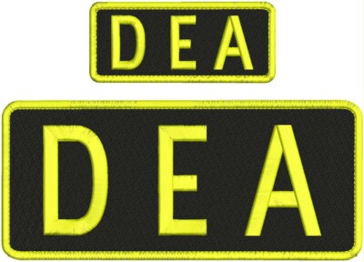 DEA embroidery patches 4X10 and 2x5 hook ON BACK yellow on black | eBay