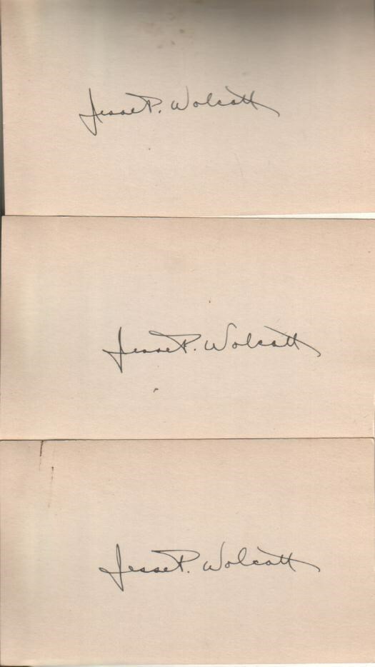 (3) Jesse Wolcott Autographed Index Cards Michigan Former Politician D ...