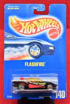 Old Sealed Hot Wheels Blue Card #140 Flashfire Black Diecast Car #1024 ...