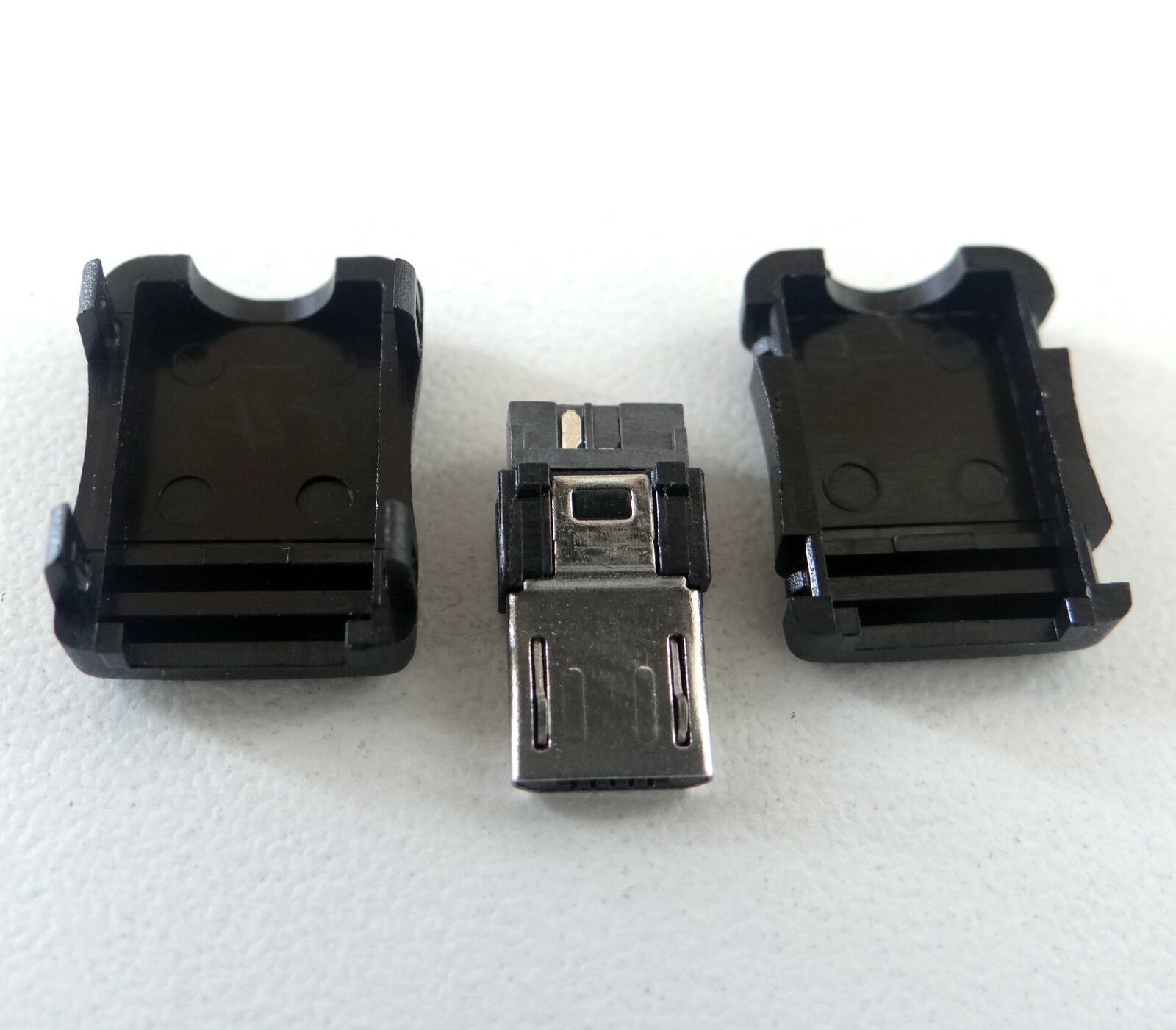 Micro USB Type B 3-Pin Male Plug Power Connector Solder SnapOn Plastic ...