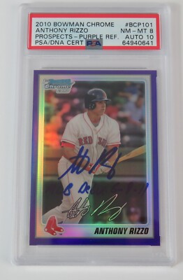 Anthony Rizzo CUBS Signed 2010 Bowman Chrome Refractor Rookie Card PSA ...