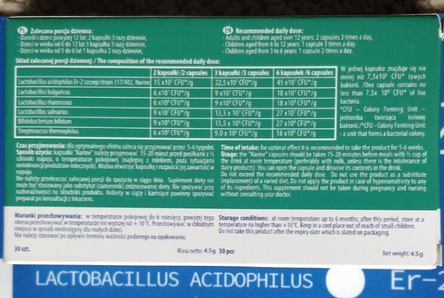 Narine Probiotic Narimax Lactobacillus Acidophilus 30 Capsules 150mg ...