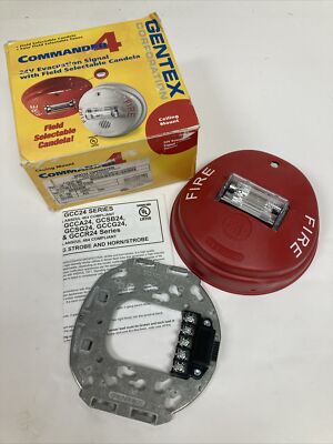 NEW GENTEX GCS24CR - Selectable Candela Strobe, Ceiling Mount, Red Face ...