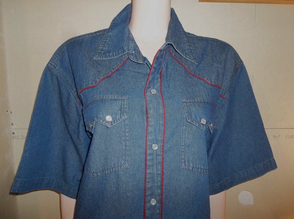 REAL WORK WEAR MENS SHORT SLEEVE DENIM WESTERN SHIRT BIG AND TALL 2XLT ...