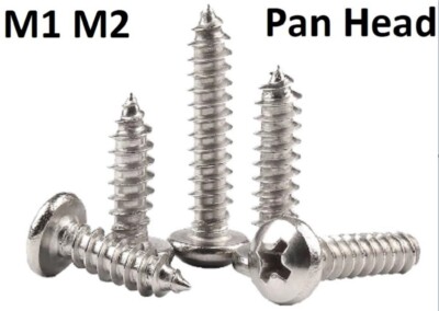 Small Pan Head M1 M2 Silver Stainless Steel Wood Screws Self Tapping ...
