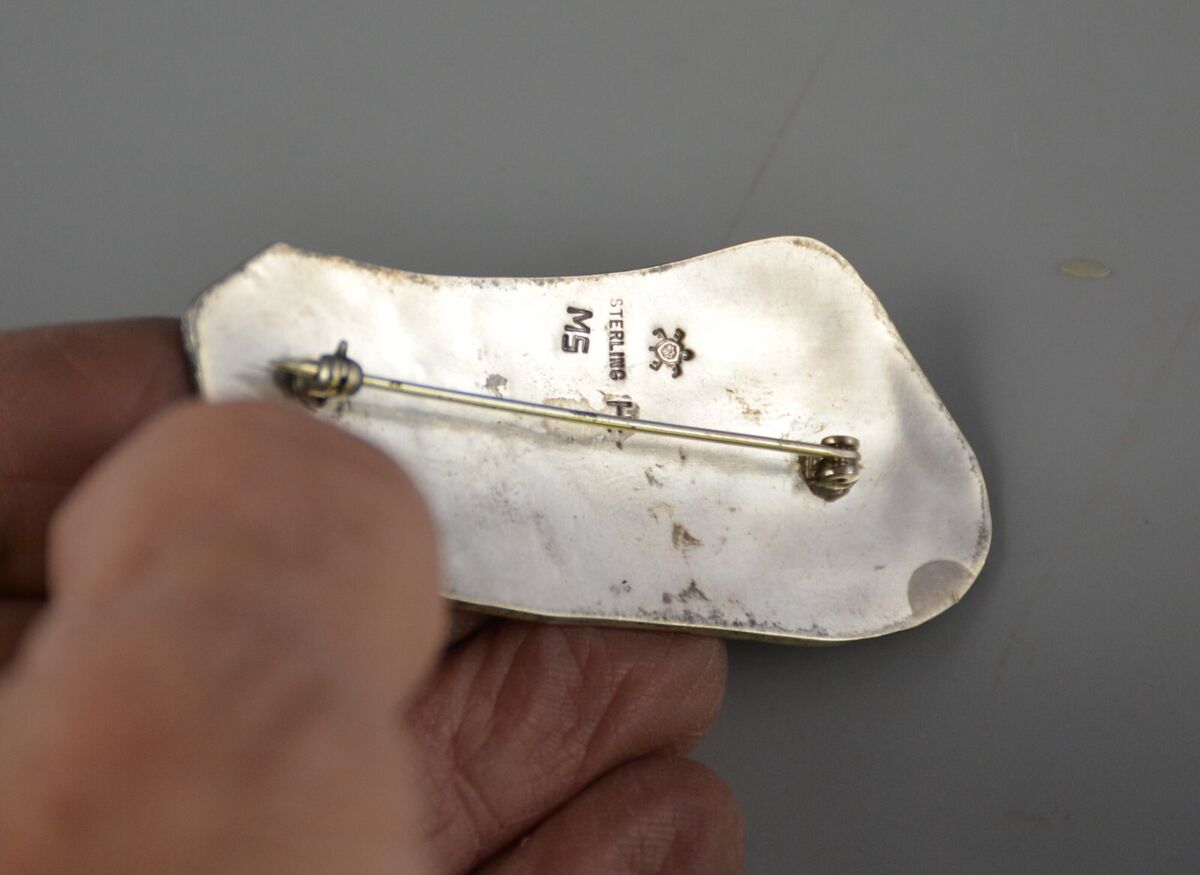 Mitchell Sockyma - Vintage Hopi Sterling Silver Pin Koshare Mitchell Sockyma - Vintage Hopi Sterling Silver Pin Koshare