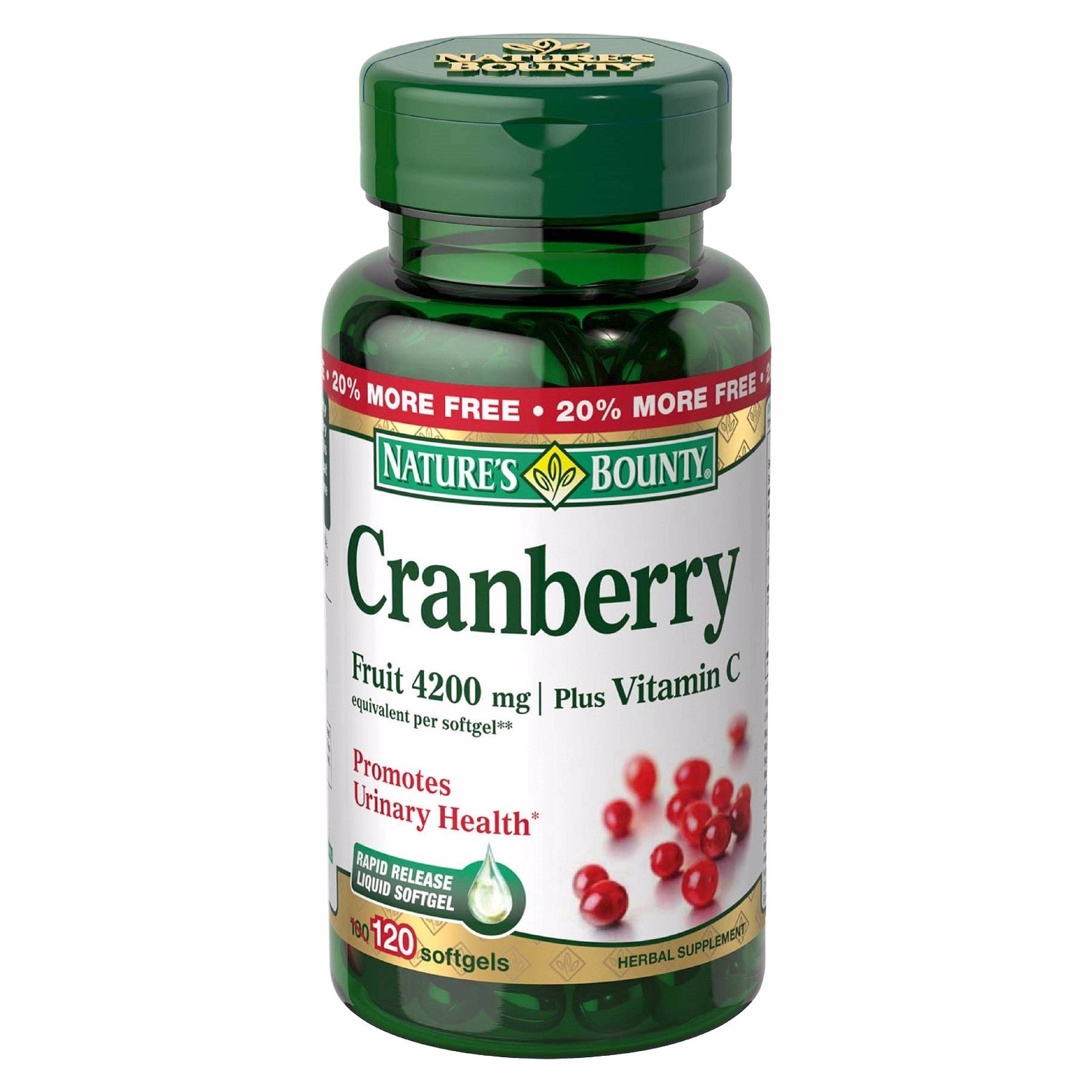 2-Pack Nature's Bounty Cranberry Plus Vitamin C 4200mg 120 Softgels ...