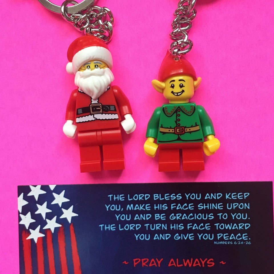 Lot LEGO CHRISTMAS SANTA CLAUSE ELF MINIFIGURE KEYCHAIN ** HOT TOYS frm ...