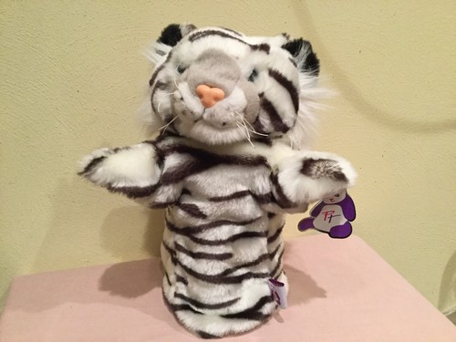 VTG. 2007 PUPPETTELLER PLUSH WHITE TIGER PUPPET, NWT, (PREOWNED) GIFT ...