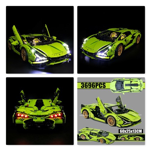 3696 PCS Lamborghini & LED Light Kit Construction Building Block Fit ...